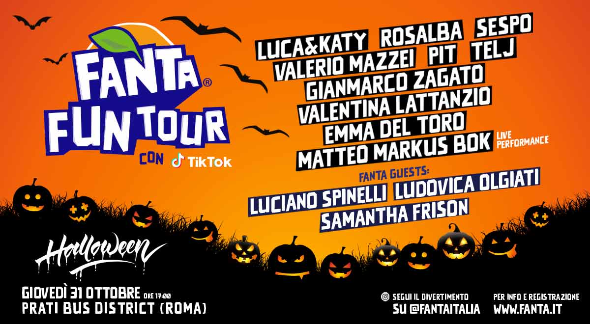 Fanta Fun Tour a Roma con TikTok per Halloween 2019: tutti gli ospiti