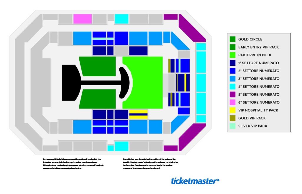 Mappa Unipol Forum Lady Gaga: settori, prezzi e pacchetti VIP per i ...