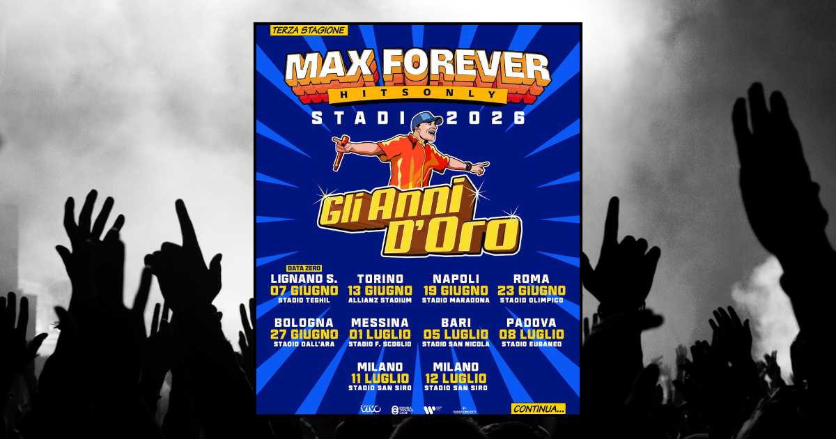 Biglietti concerto Max Pezzali Tour 2026: Max Forever – Gli Anni d’Oro